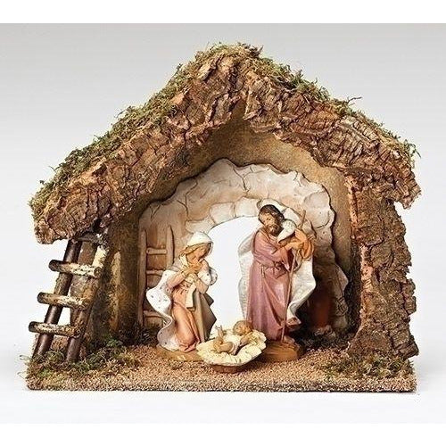 3 Piece Figure Set with Grotto Italian Stable - Fontanini® 7.5" Collec ...